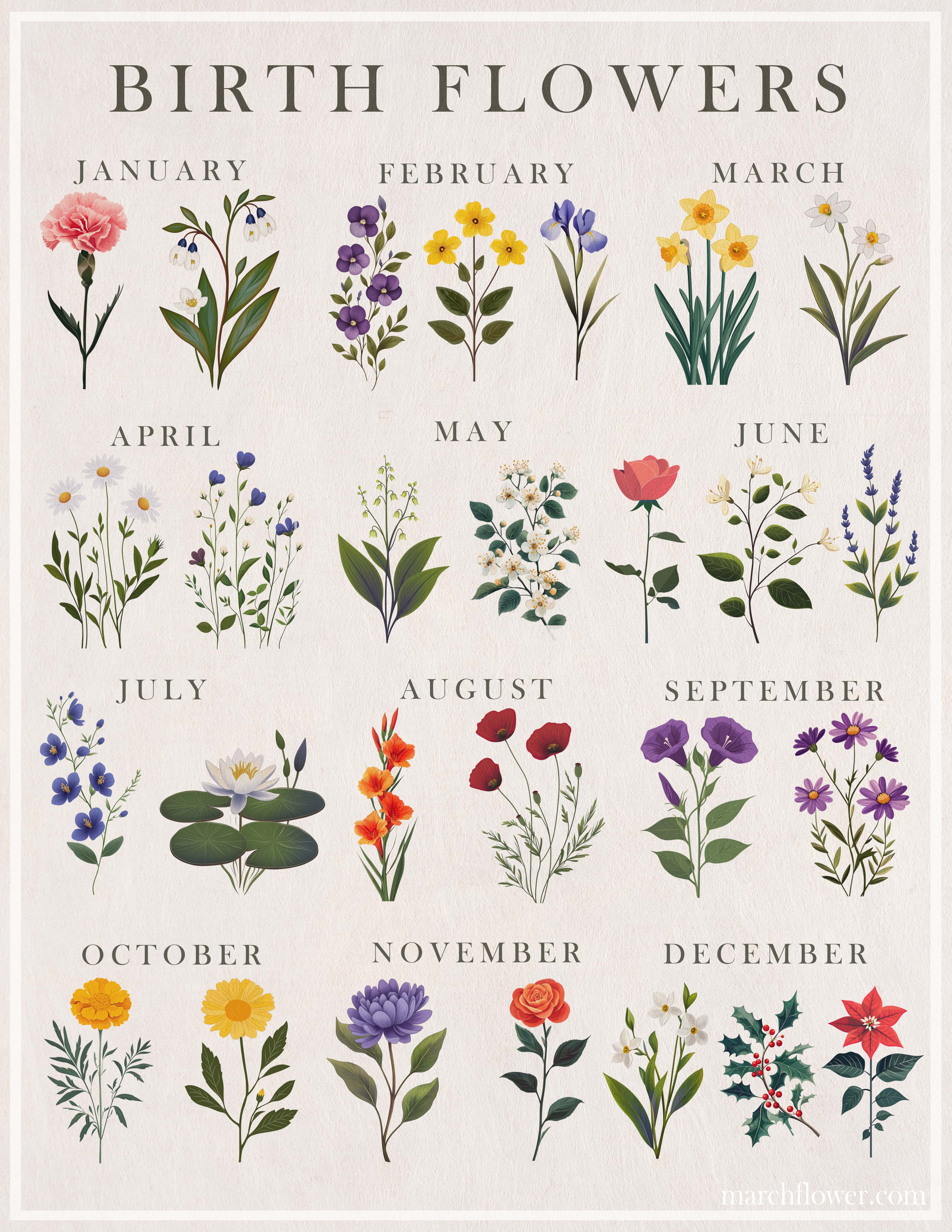 Birth Flower Chart Marchflower